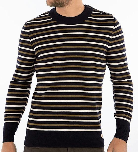 Khaki jumper modelled front3 - Pellicano Menswear